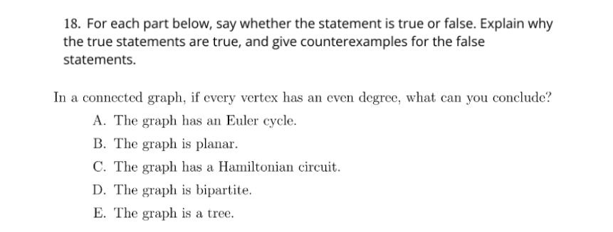 Solved For each part below, say whether the statement is | Chegg.com