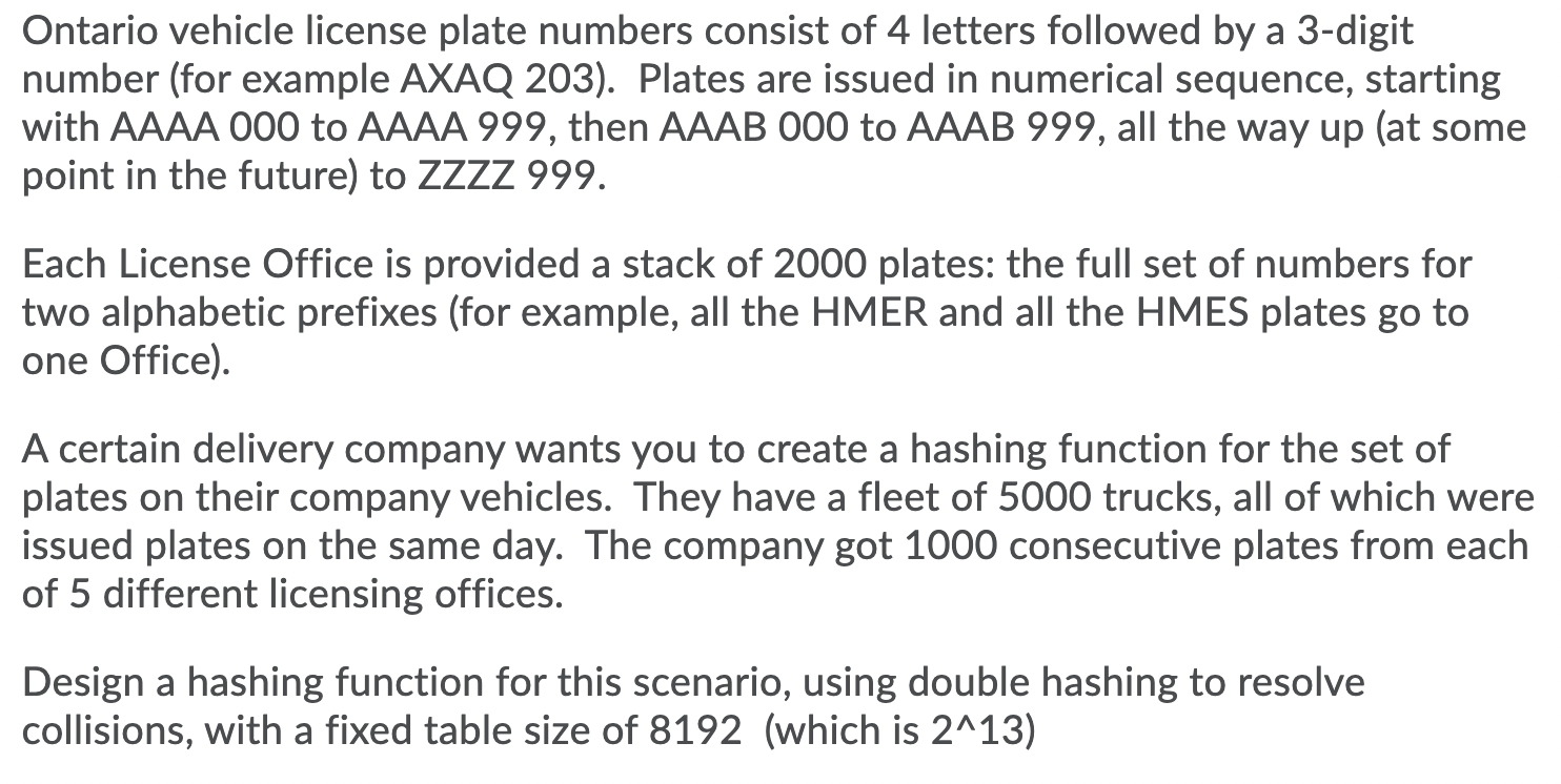 Ontario vehicle license plate numbers consist of 4 | Chegg.com