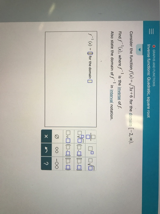 Solved GRAPHS AND FUNCTIONS = Inverse functions: Quadratic, | Chegg.com