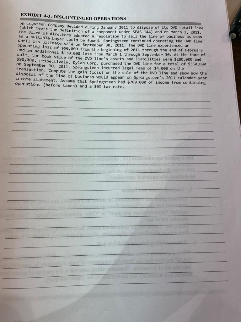 Solved The results of discontinued operations should be | Chegg.com