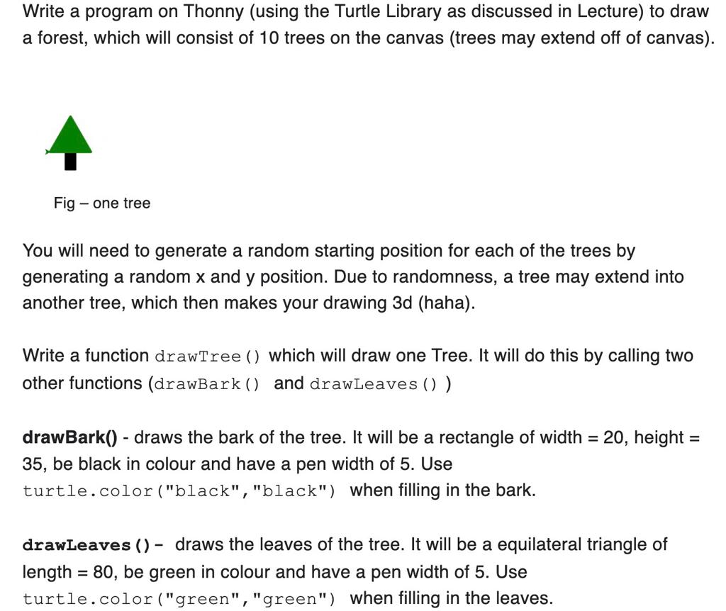 Solved Write a program on Thonny (using the Turtle Library | Chegg.com
