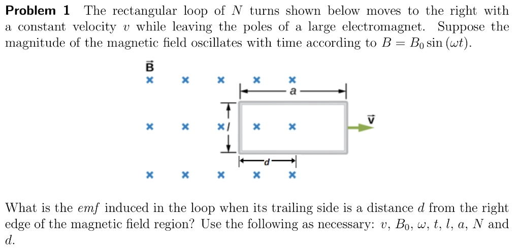 Solved Problem 1 The rectangular loop of N turns shown below | Chegg.com