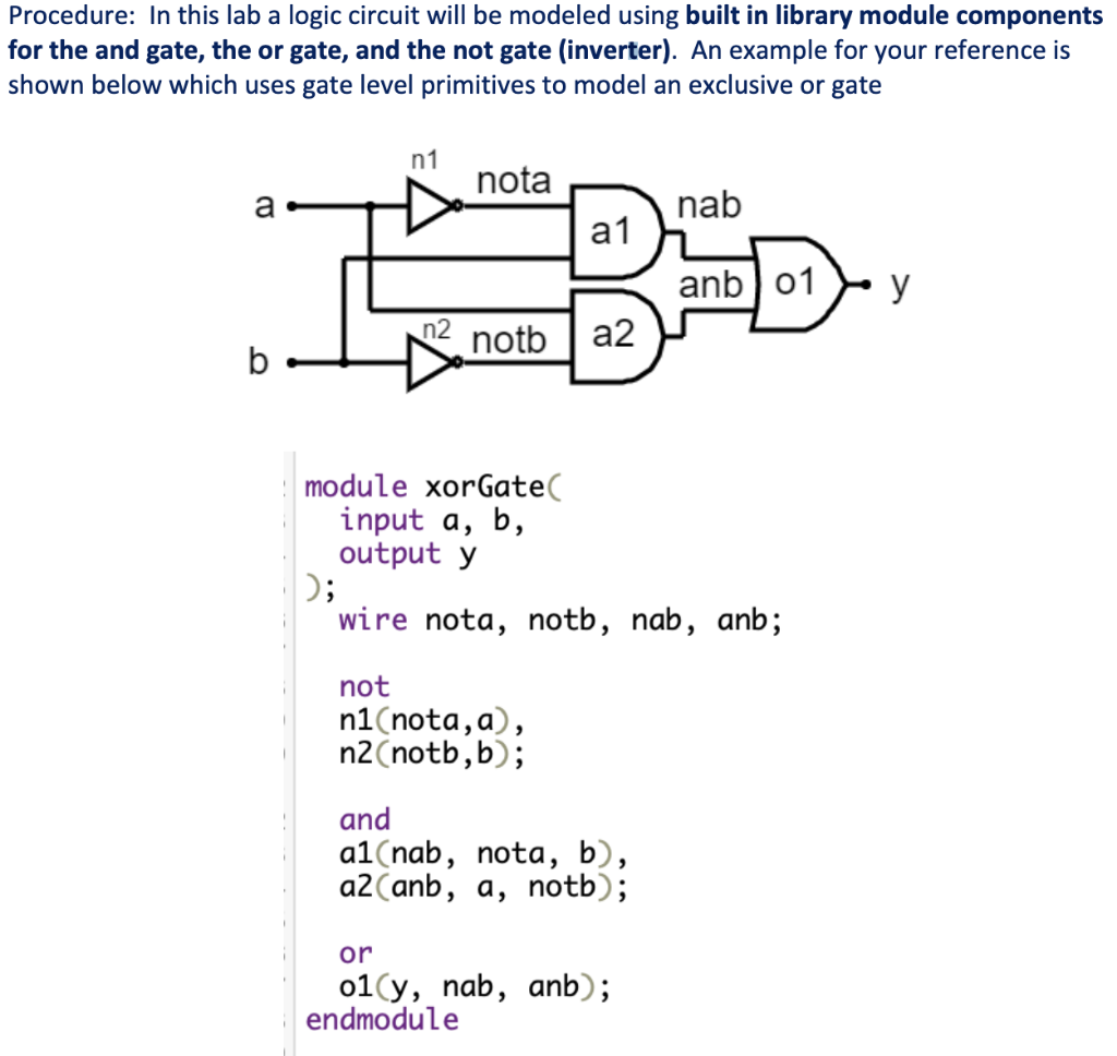 Objectives: Model a logic circuit using gate level | Chegg.com