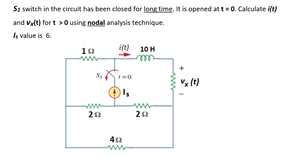 Solved Si switch in the circuit has been closed for long | Chegg.com