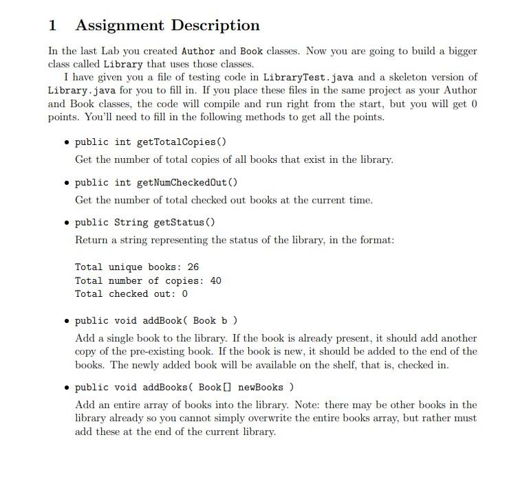 Solved 1 Assignment Description In the last Lab you created | Chegg.com