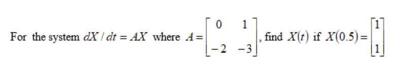 Solved Need MATLAB! For the system dx/dt=Ax where A= [0 1; | Chegg.com