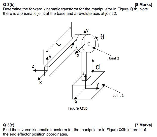 Solved Q3(b) [8 Marks] Determine the forward kinematic | Chegg.com