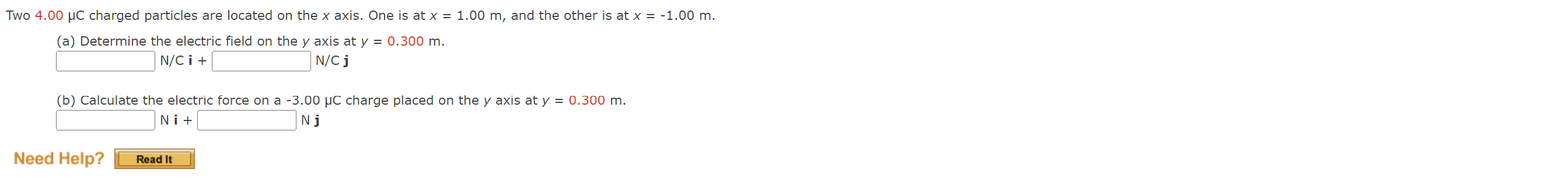 Solved Two 4.00μC charged particles are located on the x | Chegg.com