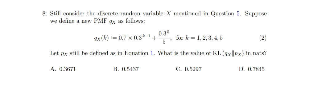 Solved 5. Let's say we have a discrete random variable X | Chegg.com