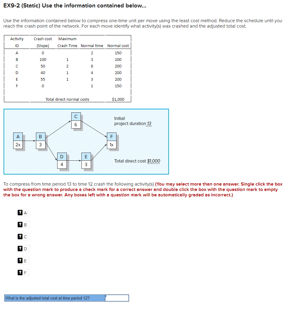 Solved EX9-2 (Static) Use the information contained below... | Chegg.com