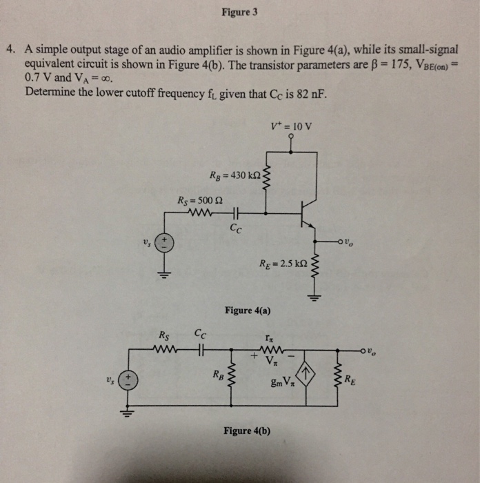 Solved Figure 3 4. A simple output stage of an audio | Chegg.com