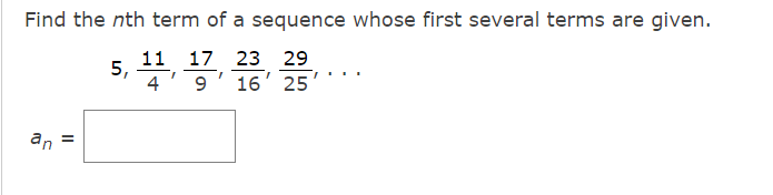 Solved Find the nth term of a sequence whose first several | Chegg.com