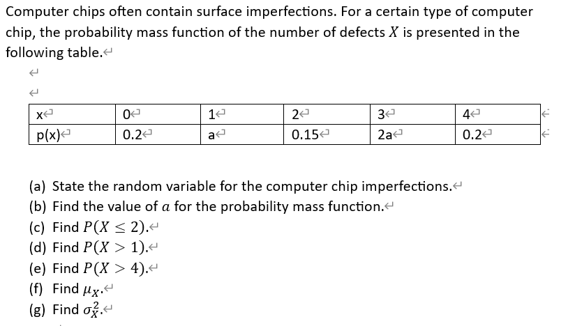 Solved Computer chips often contain surface imperfections. | Chegg.com