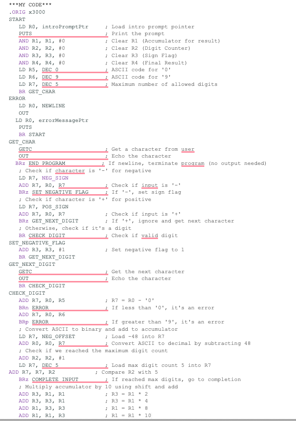 Solved by an EXPERT In LC-3, ﻿I have included my code in the images | Chegg.com