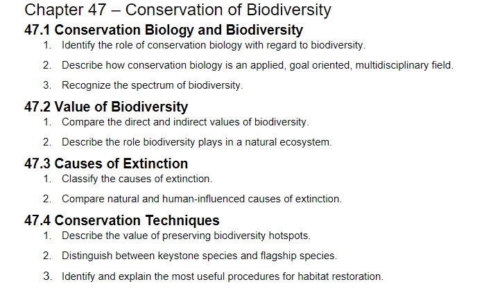 Solved Chapter 47 - ﻿Conservation of Biodiversity47.1 | Chegg.com