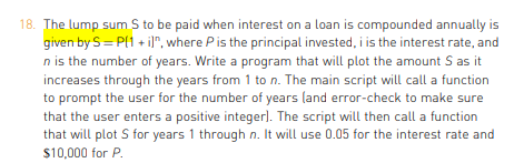 Solved 18. The lump sum S to be paid when interest on a loan | Chegg.com