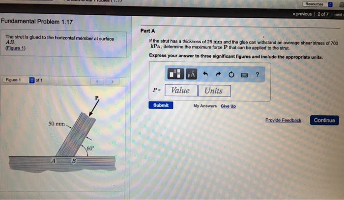 Solved The strut is glued to the horizontal member at | Chegg.com