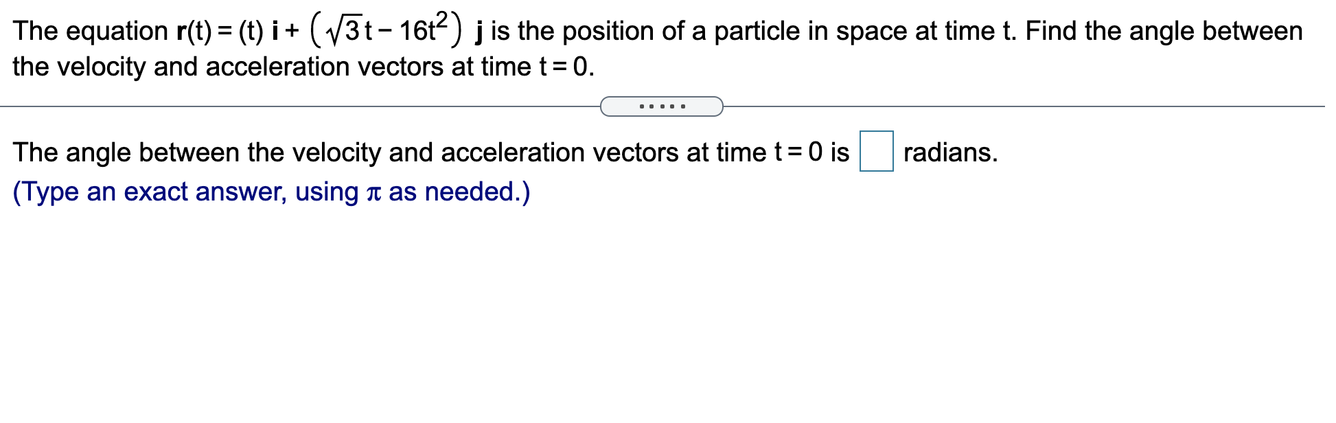 Solved The equation r(t)=(t) i + (sqrt 3 t - 16t^2) j is the | Chegg.com