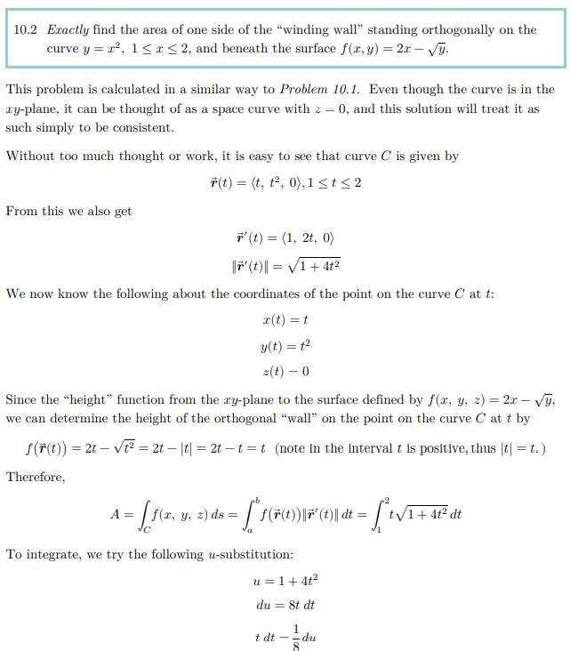 Solved 10.2 Find the area of one side of the “winding wall” | Chegg.com