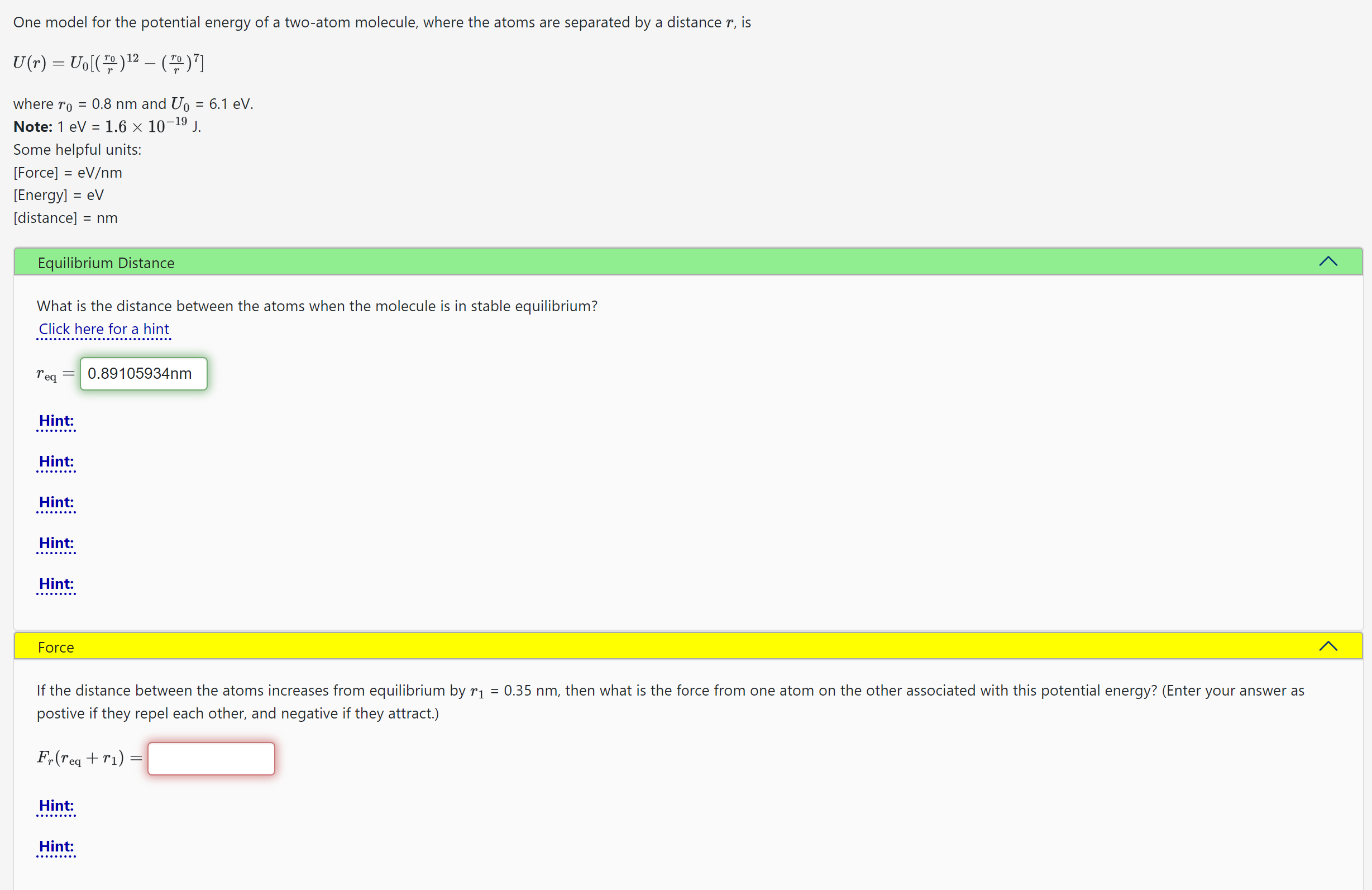 Solved One model for the potential energy of a two-atom | Chegg.com