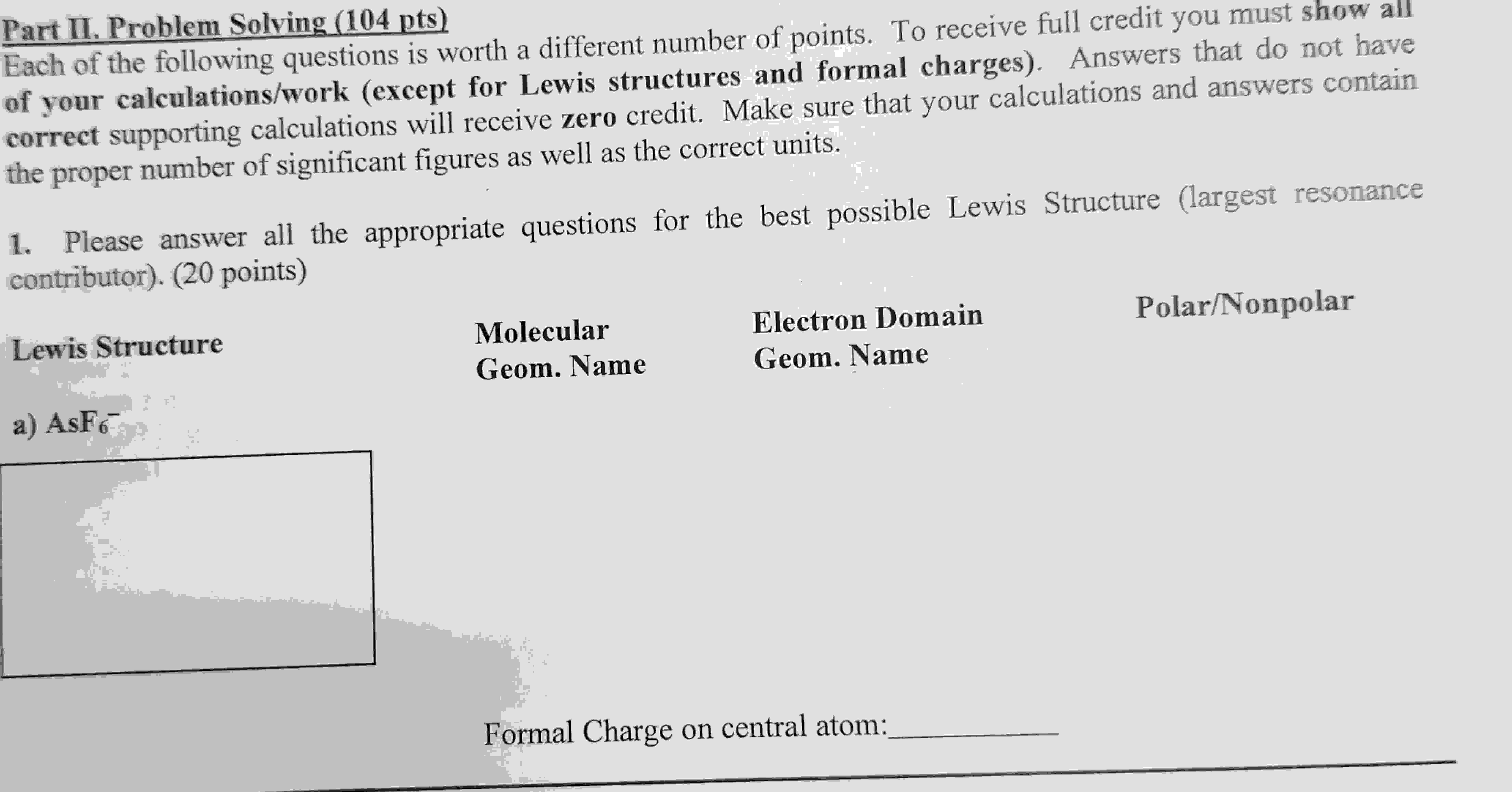 Solved Part II. Problem Solving (104 pts)\\nEach of the | Chegg.com