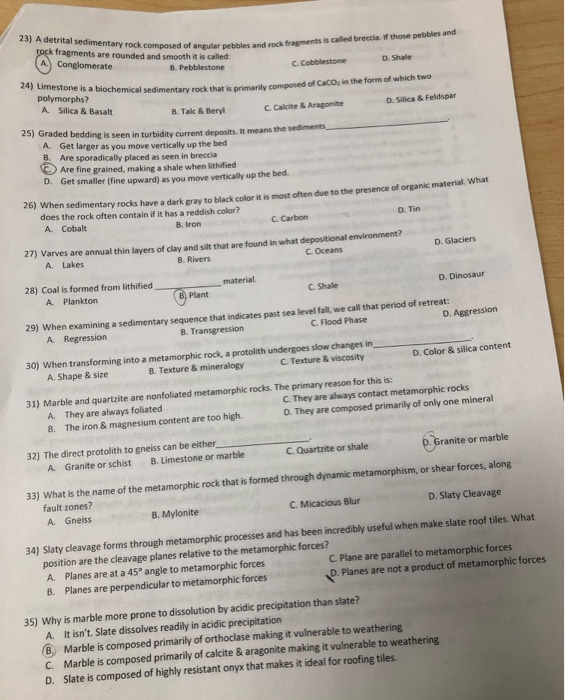 Solved angular pebbles and rock fragments is called breccia | Chegg.com