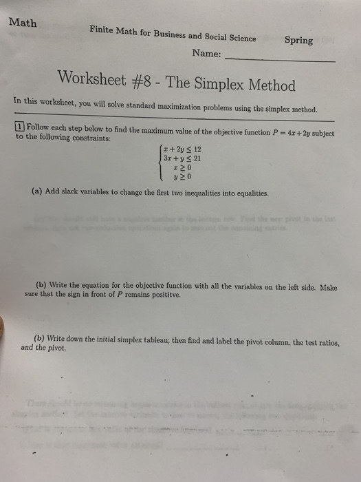 Solved Math Finite Math for Business and Social | Chegg.com