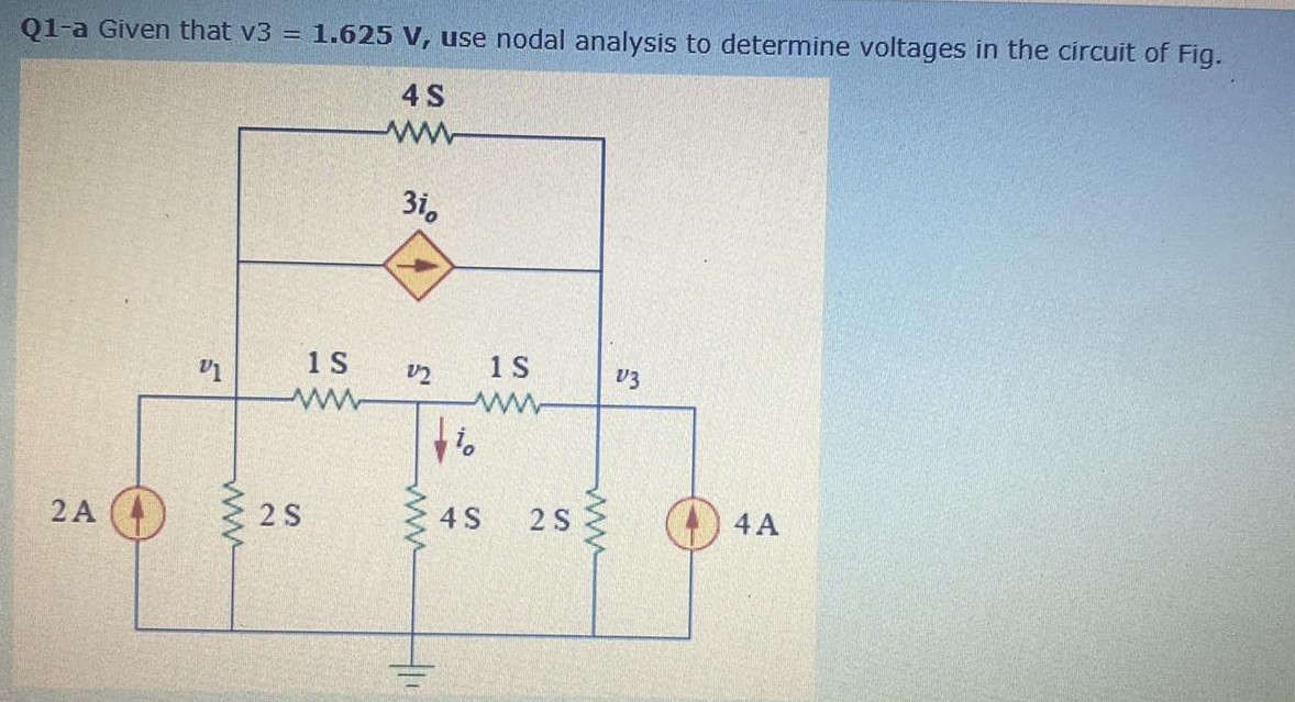 Solved Q1-a Given that v3 =1.625V, ﻿use nodal analysis to | Chegg.com