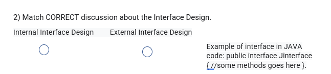 Solved 2) Match CORRECT discussion about the Interface | Chegg.com