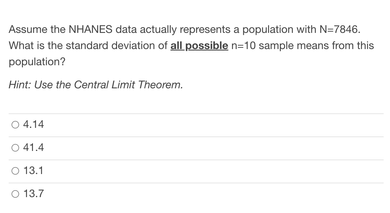 Assume the NHANES data actually represents a | Chegg.com