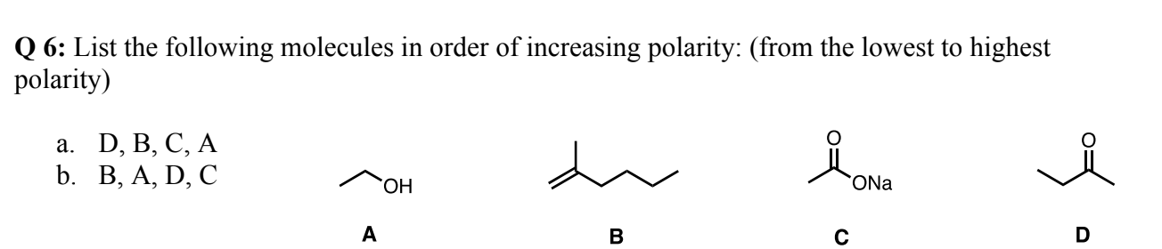 Solved Q 6: List the following molecules in order of | Chegg.com