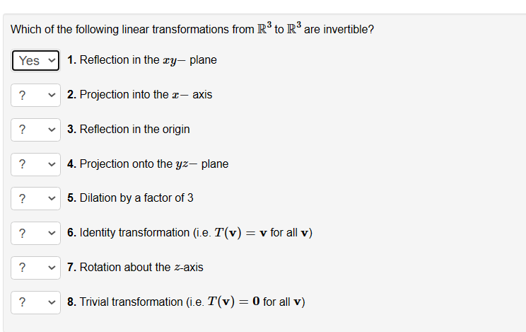 Solved Which of the following linear transformations from R3 | Chegg.com