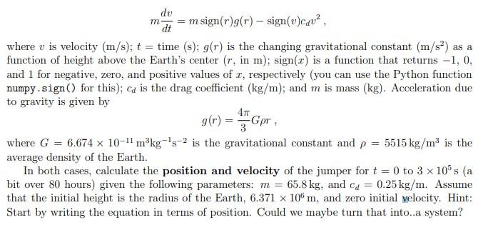 Solved Work done on matlab. Imagine you dug a tunnel | Chegg.com