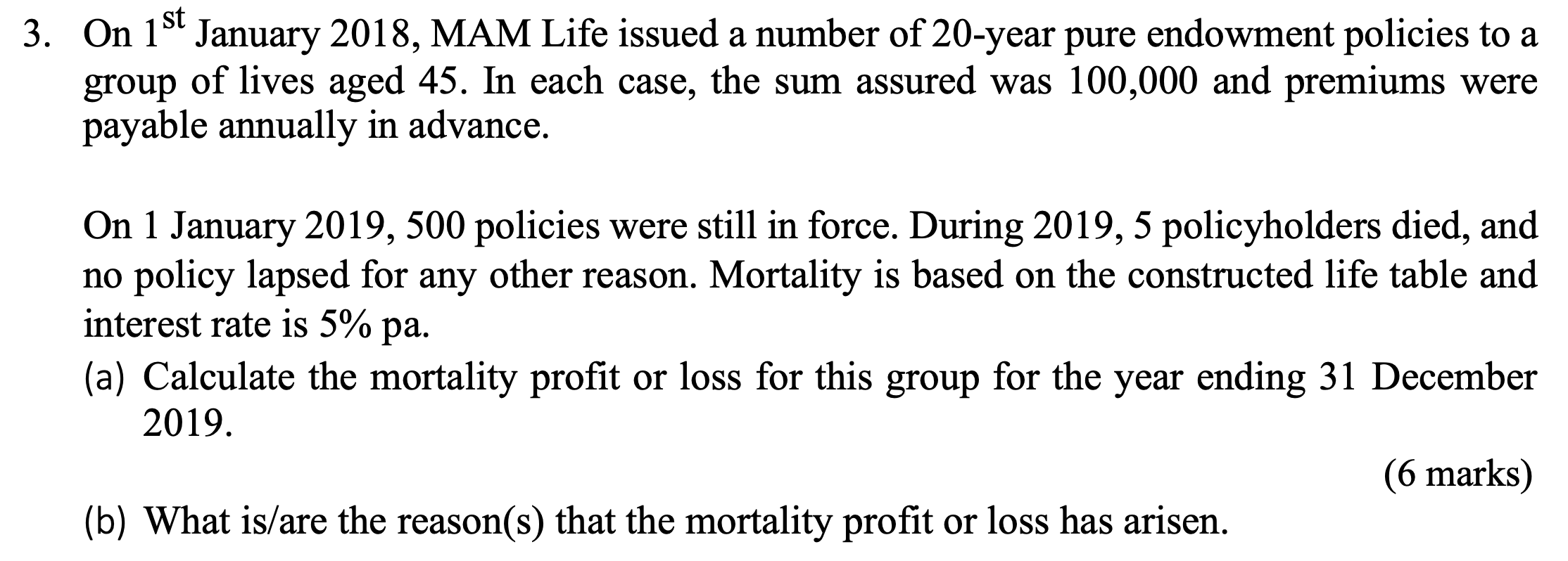 Solved st 3. On 1 January 2018, MAM Life issued a number of | Chegg.com
