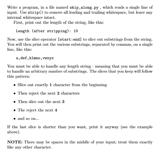 Solved Write a program, in a file named skip_along.py, which | Chegg.com