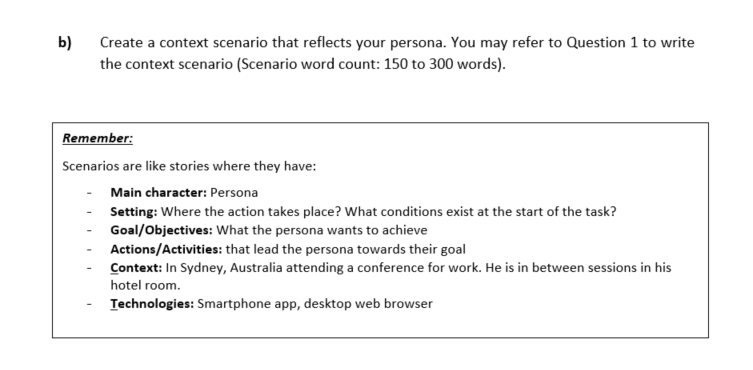 Solved b) Create a context scenario that reflects your | Chegg.com
