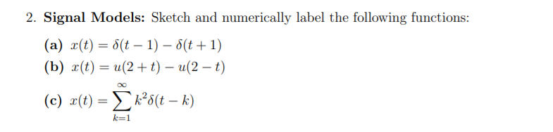 Solved 2. Signal Models: Sketch and numerically label the | Chegg.com