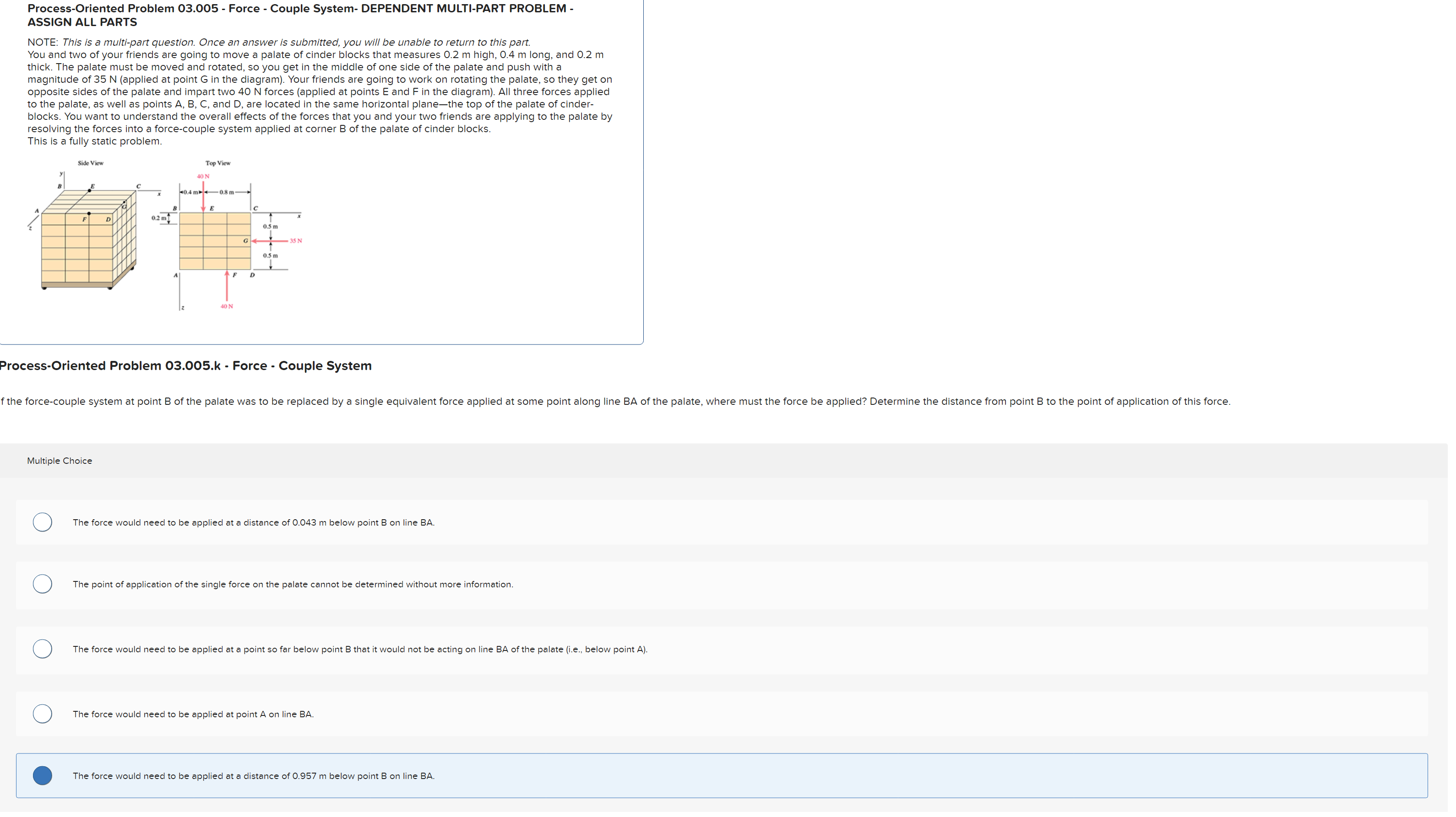 Solved Process-Oriented Problem 03.005 - Force - Couple | Chegg.com