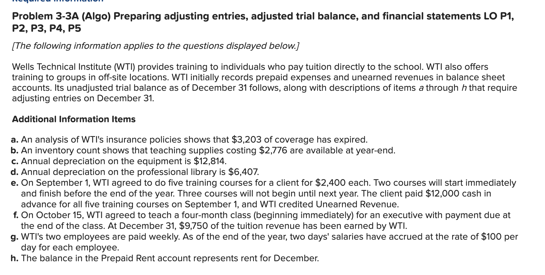 Solved Problem 3-3A (Algo) Preparing adjusting entries, | Chegg.com