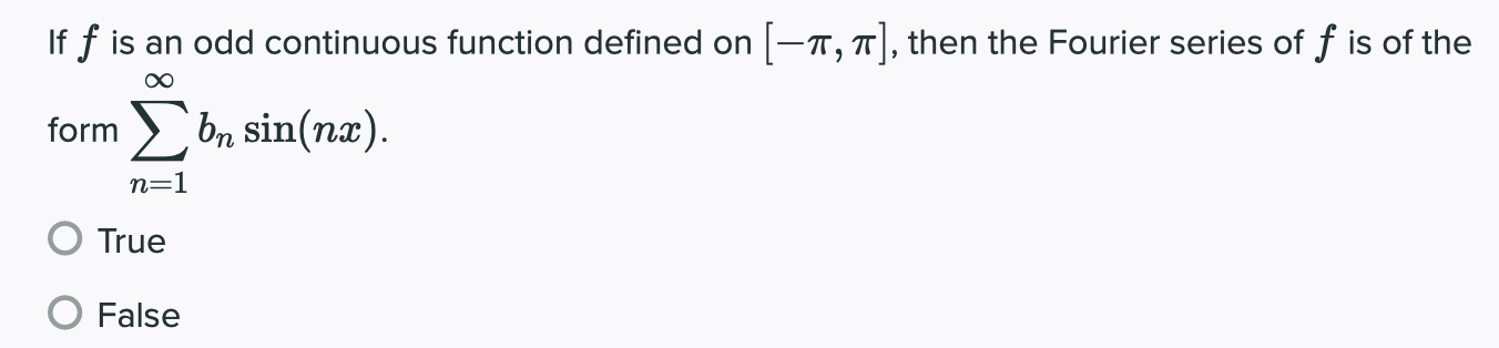 Solved If f is an odd continuous function defined on [-11, | Chegg.com