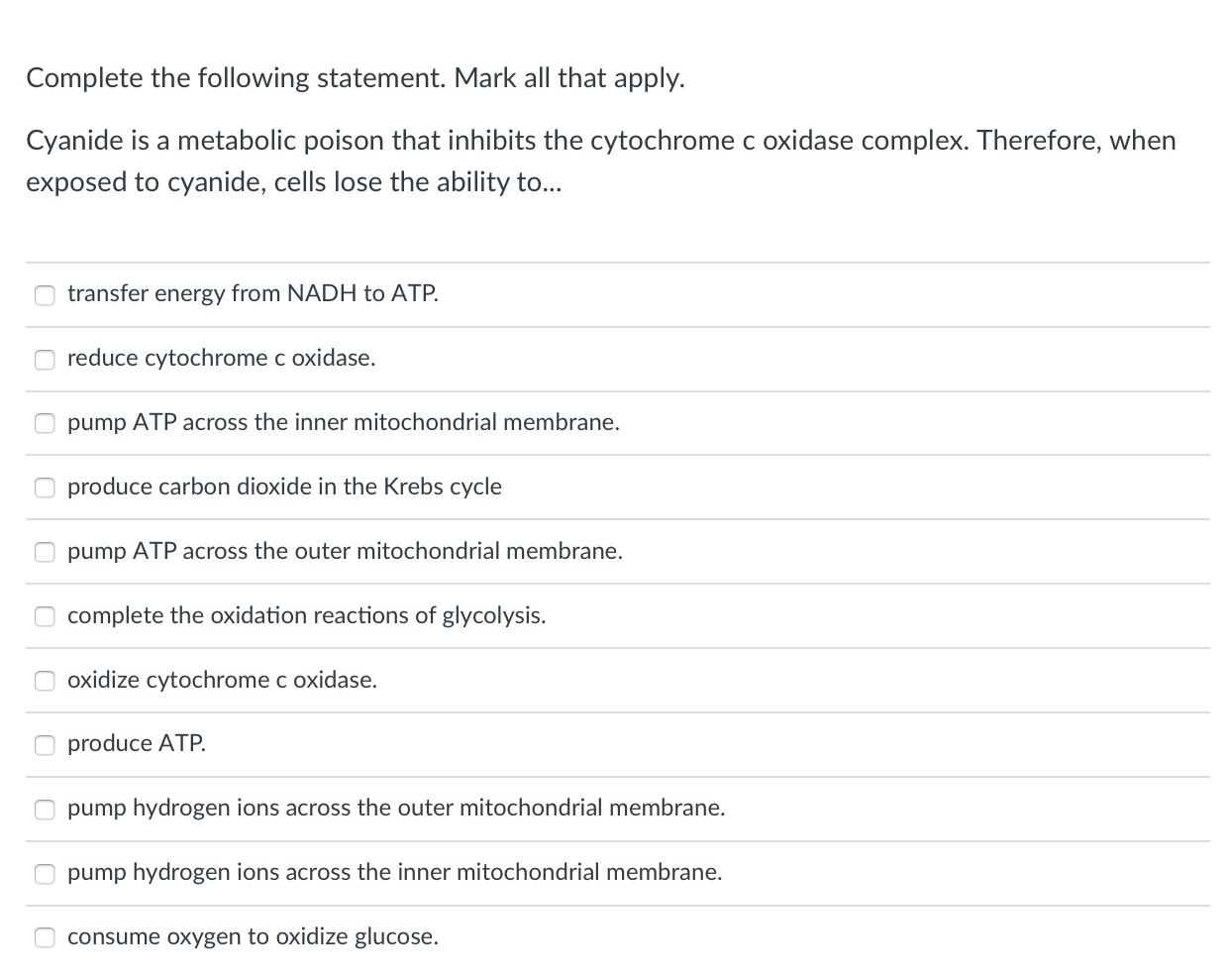 Solved Cyanide is a metabolic poison that inhibits the | Chegg.com