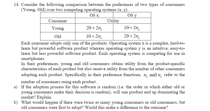 Solved 14. Consider the following comparison between the | Chegg.com