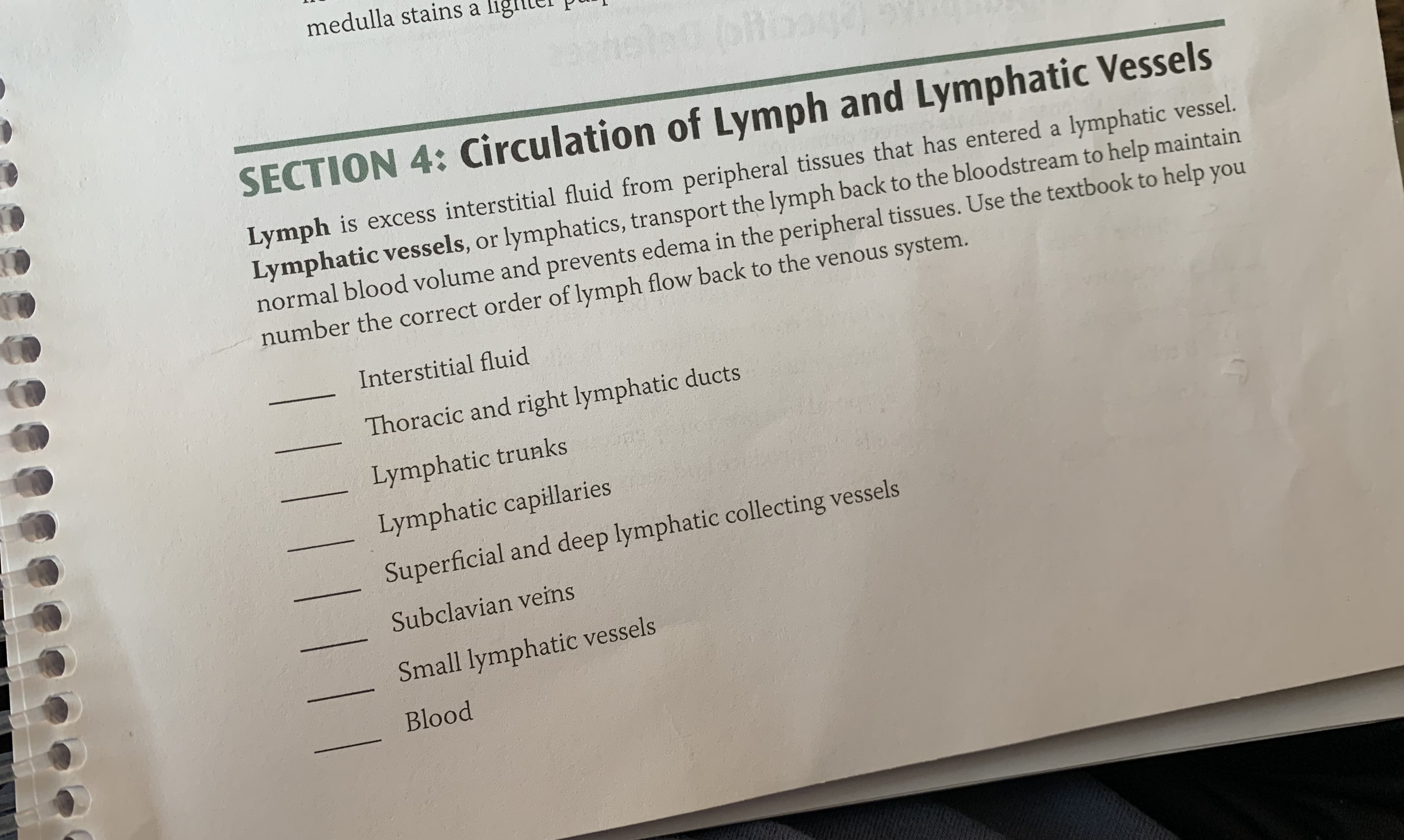 Solved SECTION 4: Circulation of Lymph and Lymphatic Vessels | Chegg.com