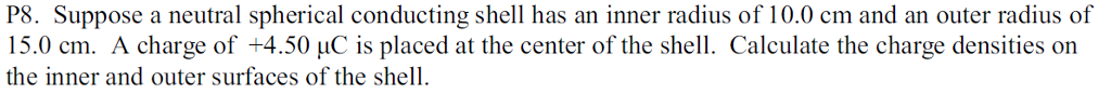 Solved P8. Suppose a neutral spherical conducting shell has | Chegg.com