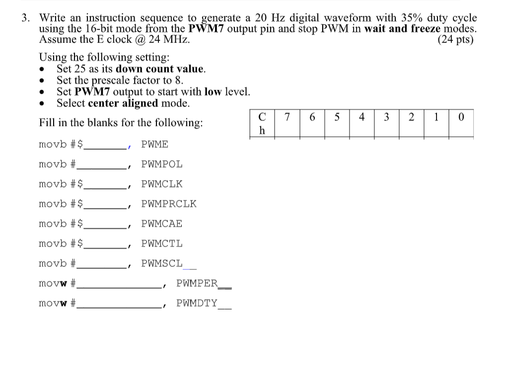 3. Write an instruction sequence to generate a 20 Hz | Chegg.com