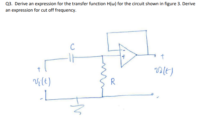 Solved Q3. Derive an expression for the transfer function | Chegg.com
