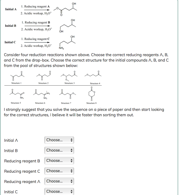 Solved 1. Reducing reagent A Initial A 2. Acidic workup, | Chegg.com