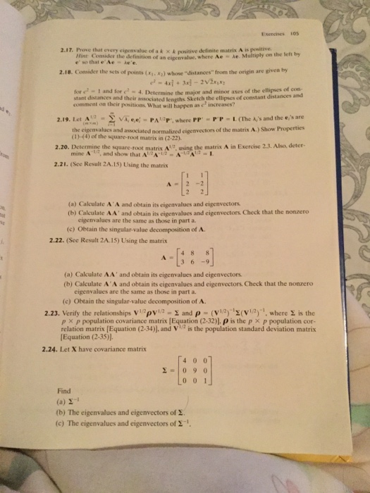Solved Exercises 10 2.17. Prove that every eigenvalue of a k | Chegg.com