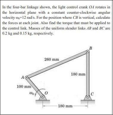 Solved In the four-bar linkage shown, the light control | Chegg.com