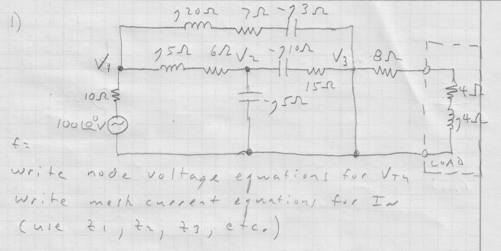 Solved Write node voltage equations for Vth. Write mesh | Chegg.com